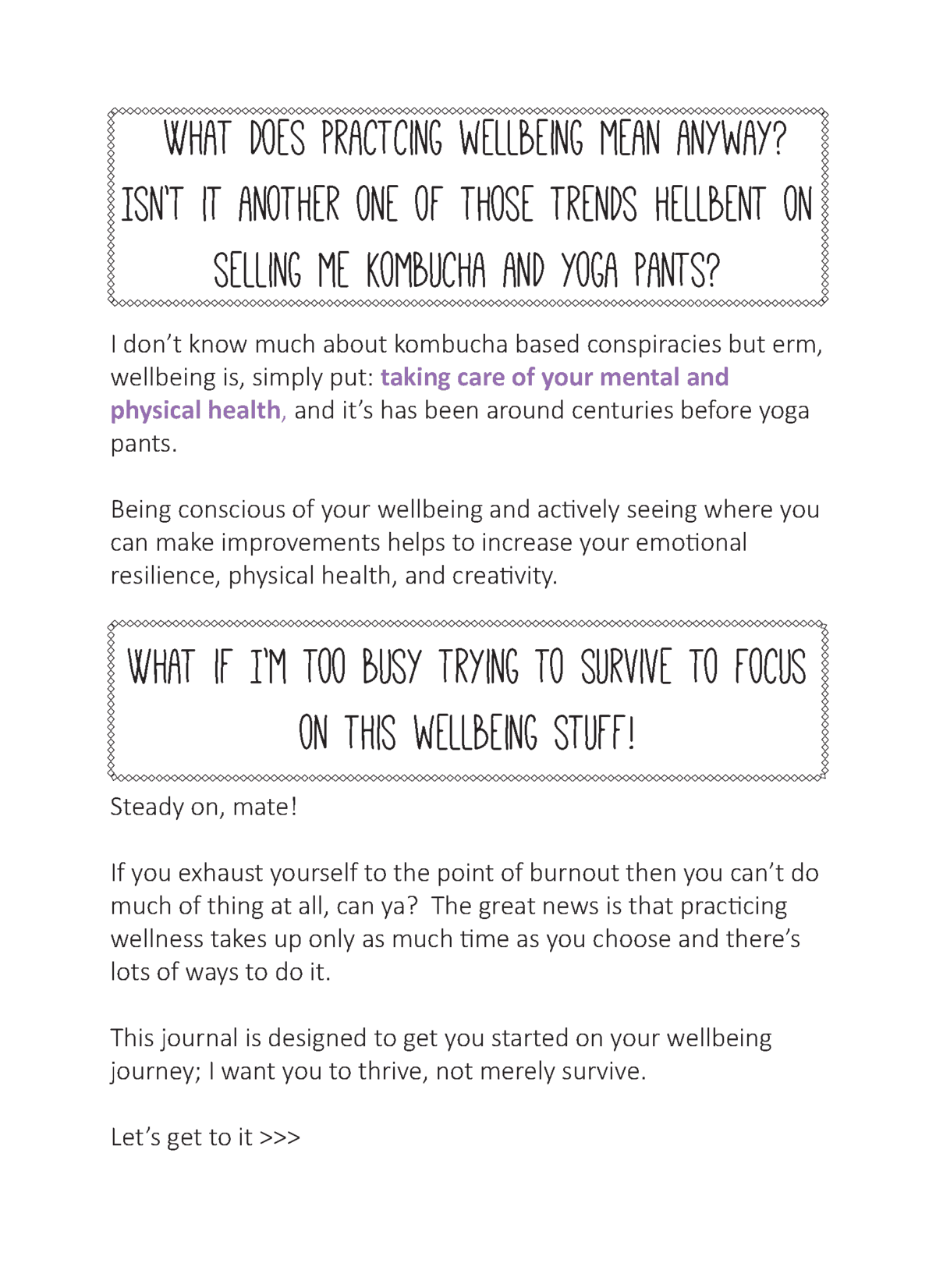 Grab Your Free Printable Wellbeing Journal - Sweetart Comics