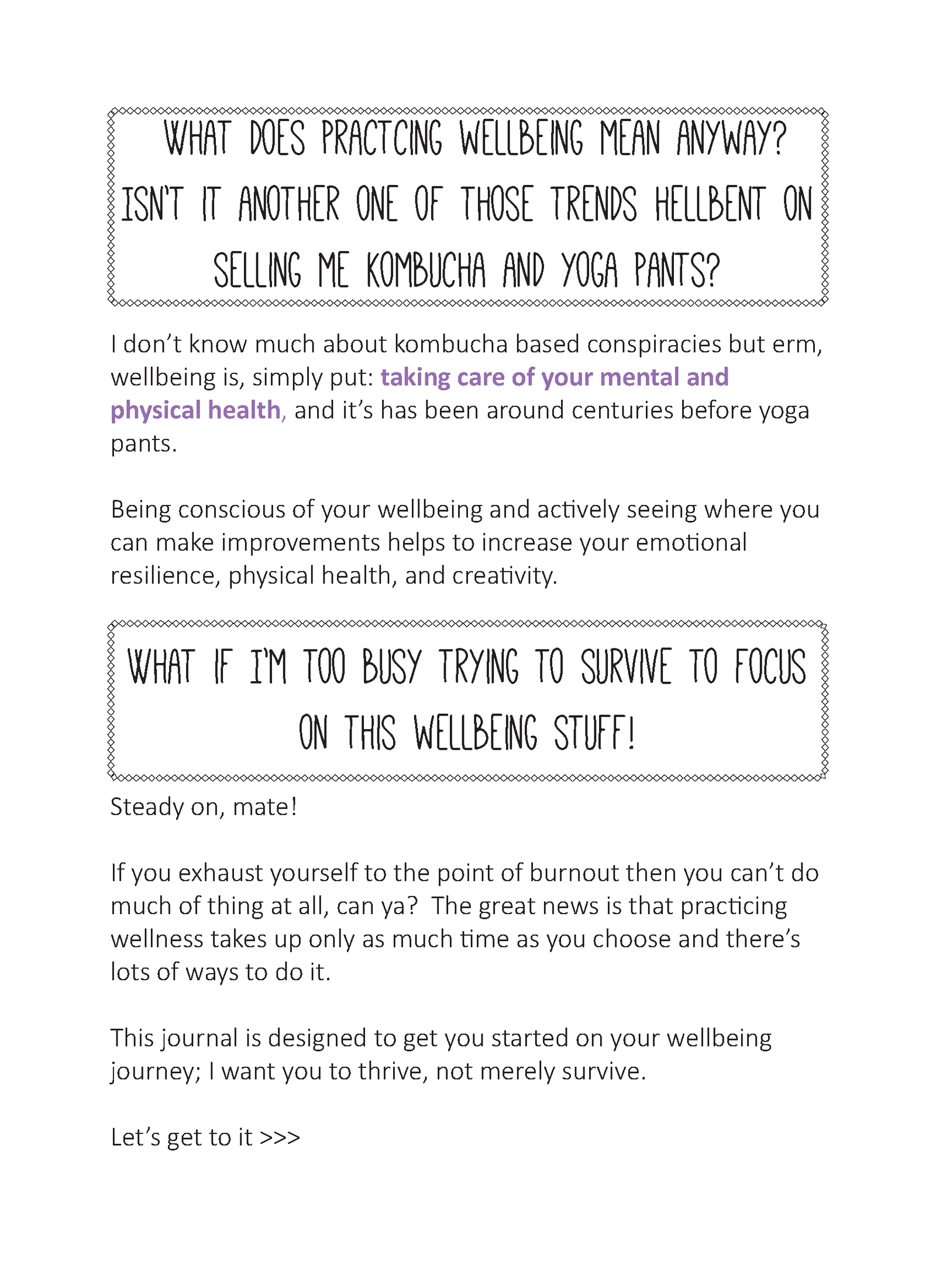 Grab Your Free Printable Wellbeing Journal - Sweetart Comics